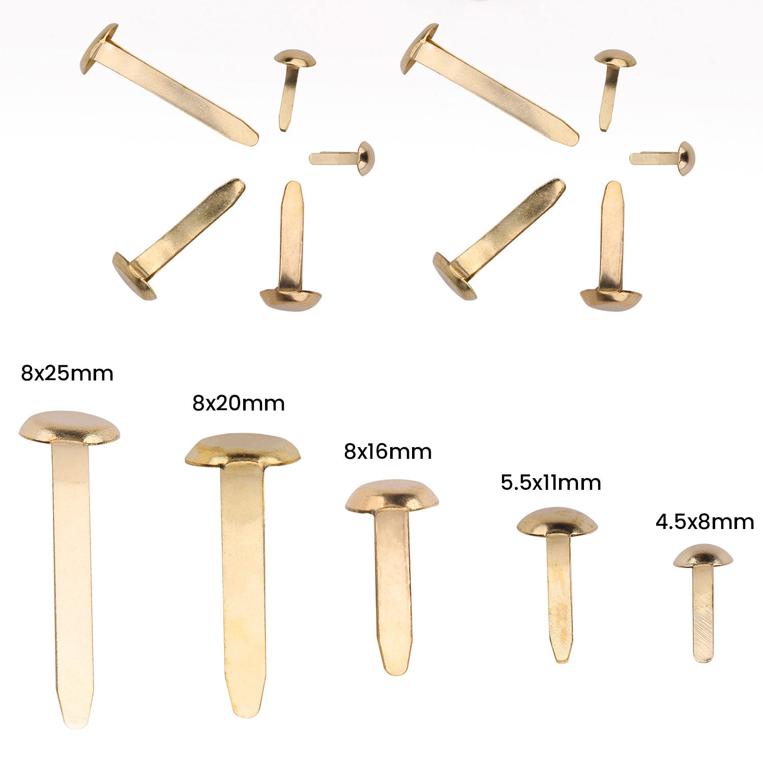 500pcs Metal Split Paper Fastener Pins, Round Head Split Pins - Assort